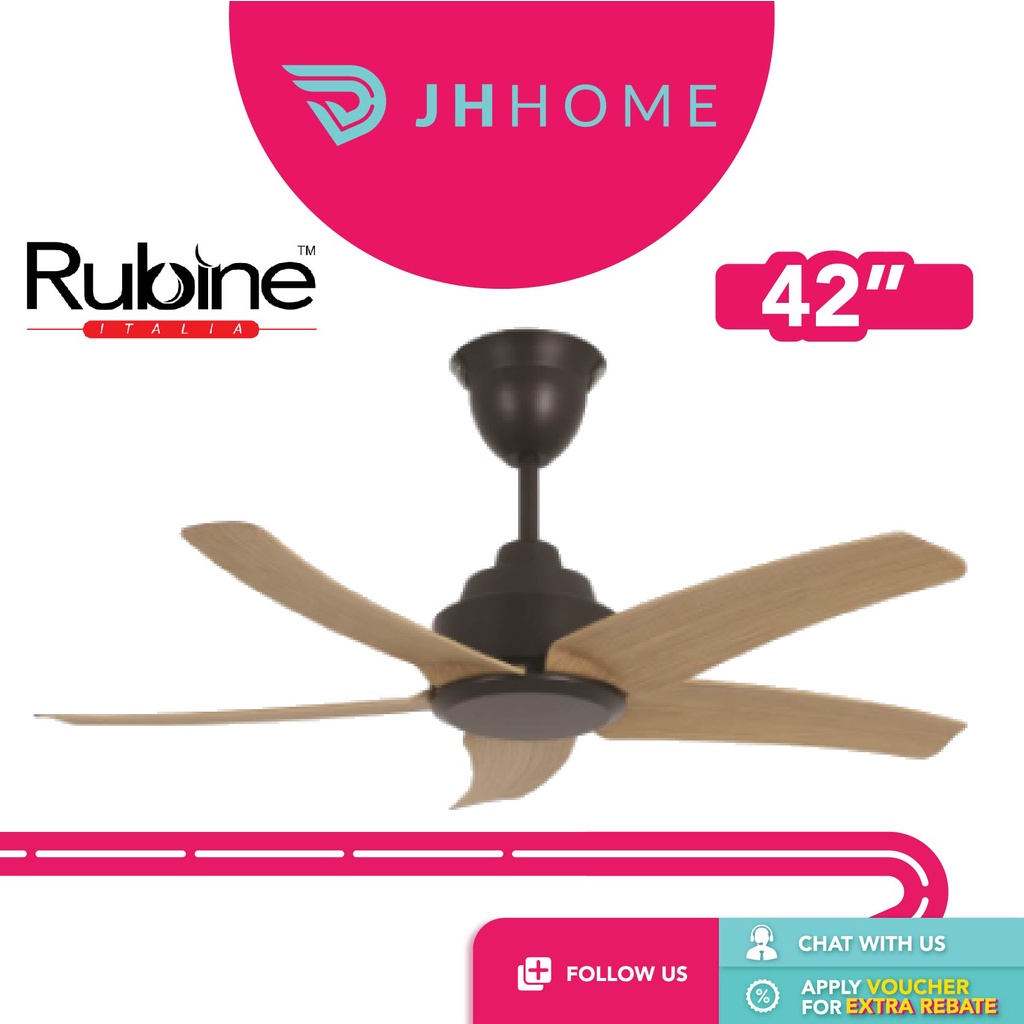 Rubine 42" Ac Motor 5 Blades Ceiling Fan w Remote Control RCF-VENTO42-5B-OB | Shopee Malaysia