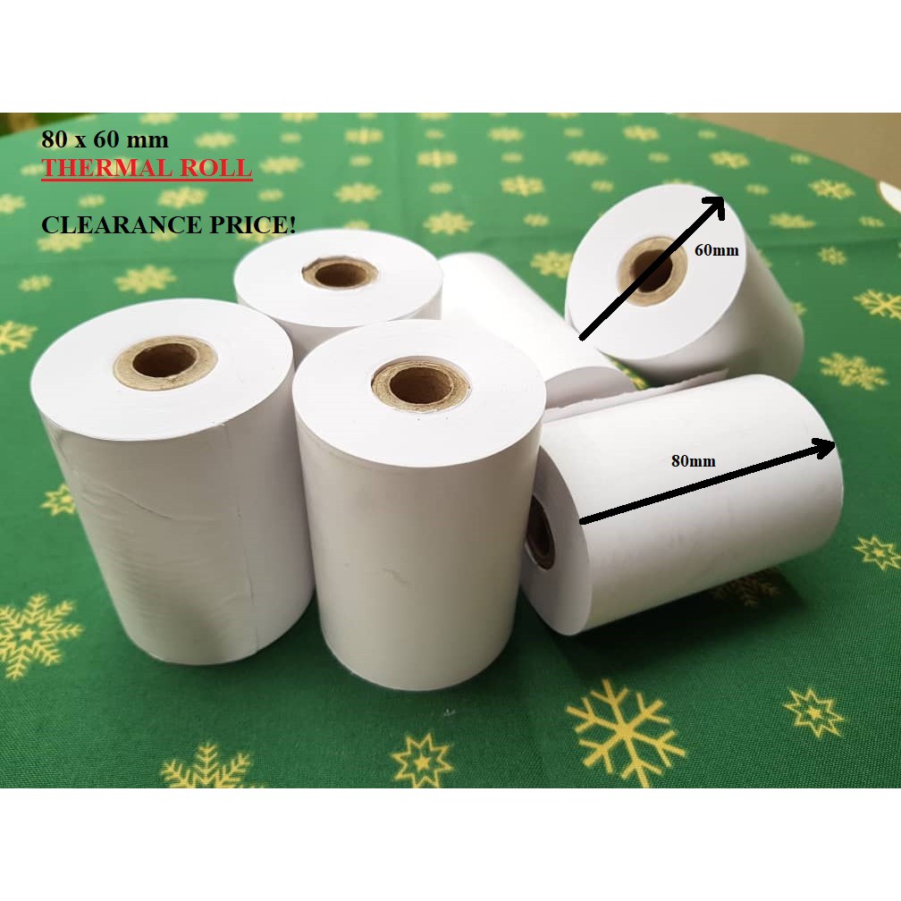 (1.65/Roll)Thermal Paper Roll 80mm x 60mm/10 Rolls/Kertas Resit Mesin ...
