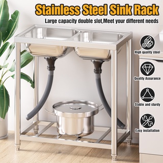Sinki Dapur Double Bowl Sink Stainless Steel Sink With Stand Double ...