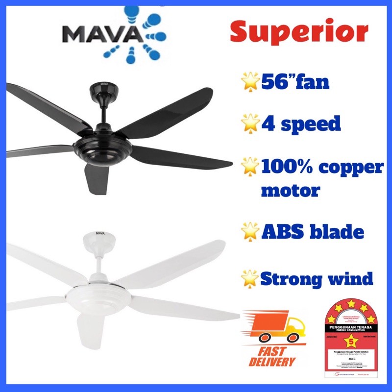Mava superior 5balde ceiling fan with 4 speed remote control kipas ...