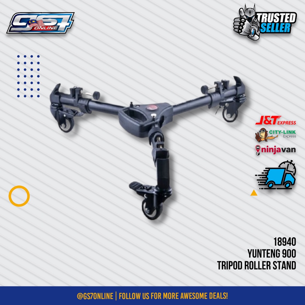 YUNTENG 900 TRIPOD ROLLER STAND 3 WHEELS PULLEY UNIVERSAL FOLDABLE DSLR ...