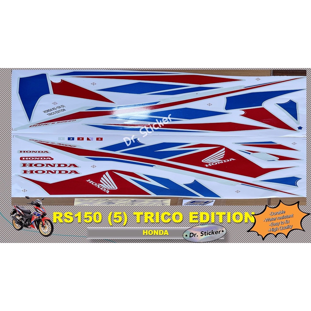 HONDA RS150R Stripe Stiker Sticker RS 150 R RS150 (5) TRICO WHITE ...