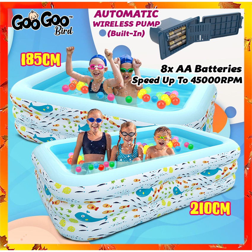 GooGoo Bird 180/210cm Inflatable Kids Swimming Pool Whale Fish Design ...