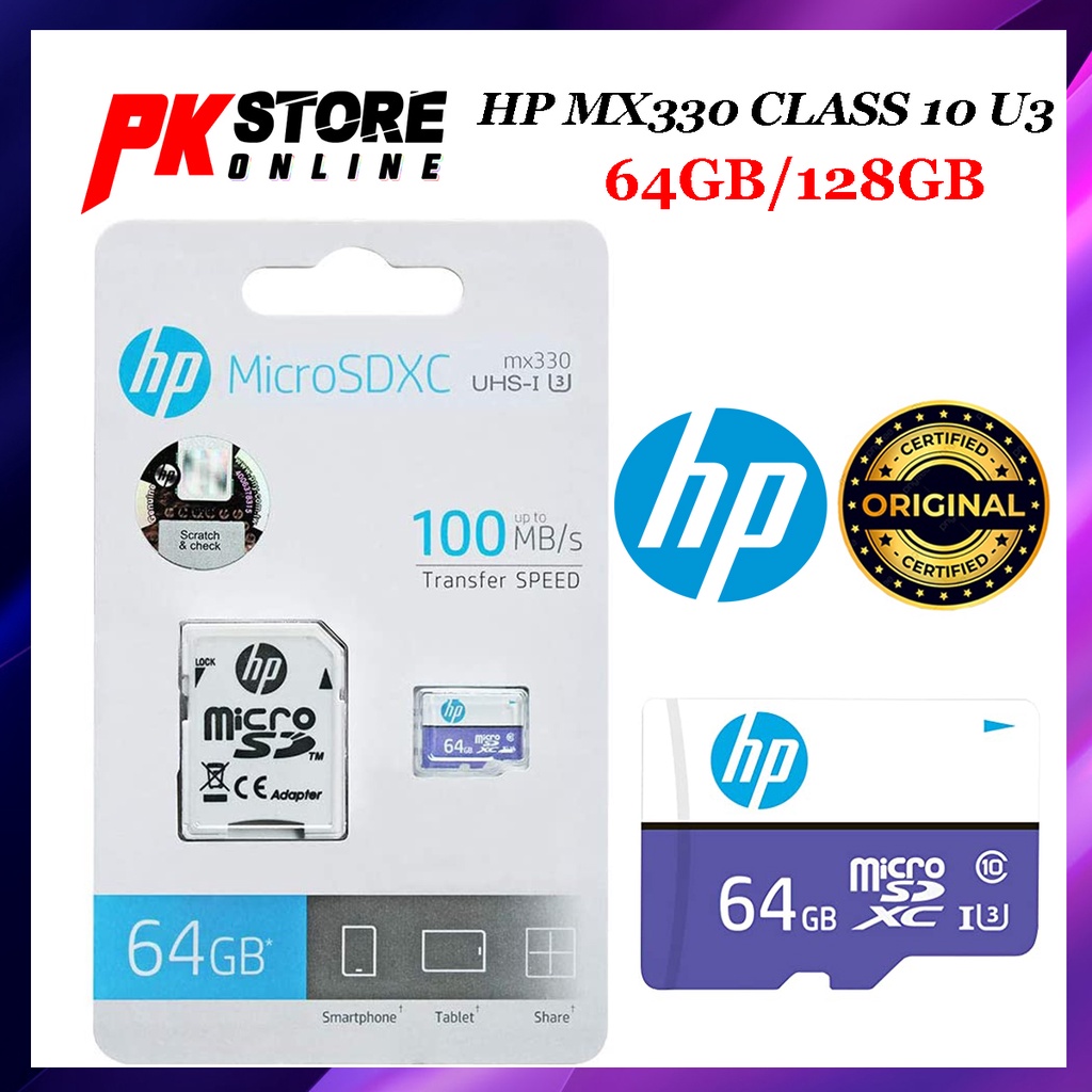HP MX330 CLASS 10 U3 MICROSD FLASH MEMORY CARD | Shopee Malaysia