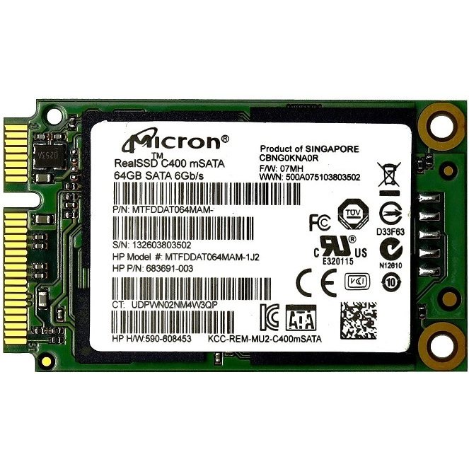 Micron RealSSD C400 MTFDDAT064MAM 64GB SATA 6Gb/s 2.5" mSATA Solid ...