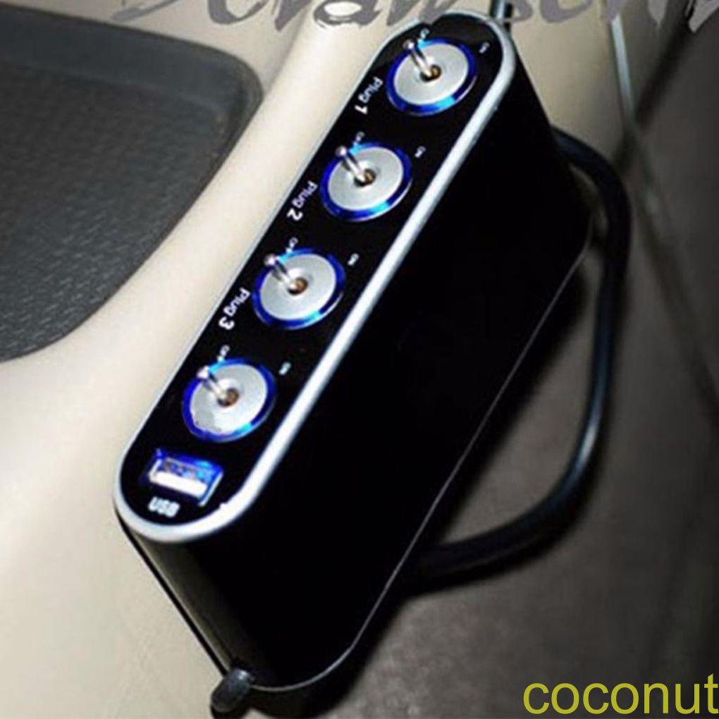 [coco]12v 4 Way Multi Socket Car Charger Vehicle Auto Cigarette Lighter