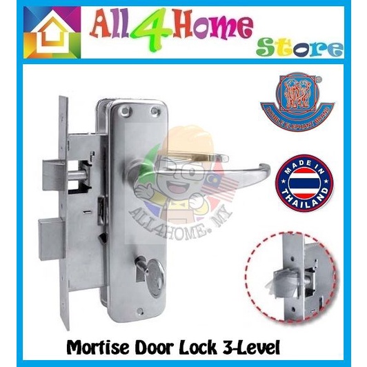 DOUBLE ELEPHANT Mortise Door Lock 3-Level (Made in Thailand) | Shopee ...