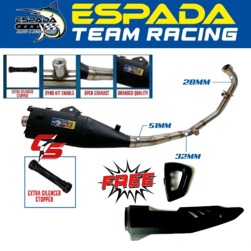ESPADA E6 RSX150 RS150 V1 V2 V3 RACING OPEN STANDARD CUTTING EXHAUST 28MM 30MM 32MM STAINLESS ...