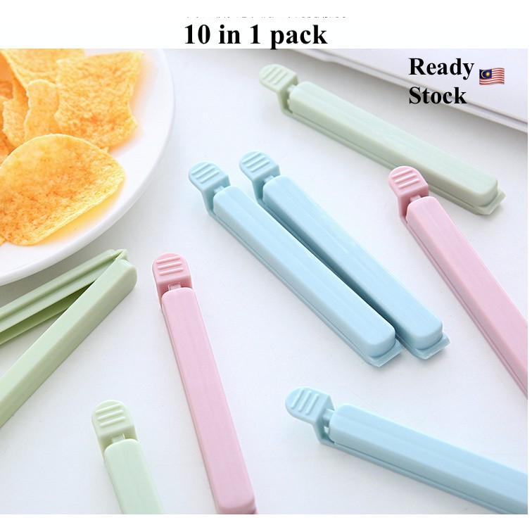 [Ready Stock] 10 Pcs Snack Food Plastic Bag Storage Sealing Sealer ...