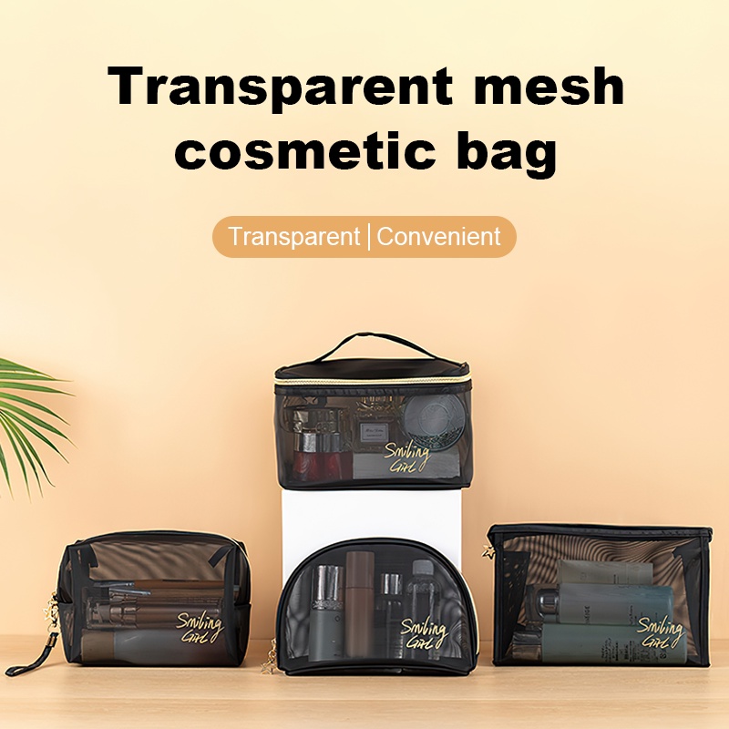 Mesh Cosmetic Bag Mesh Makeup Bags Black Mesh Zipper Pouch