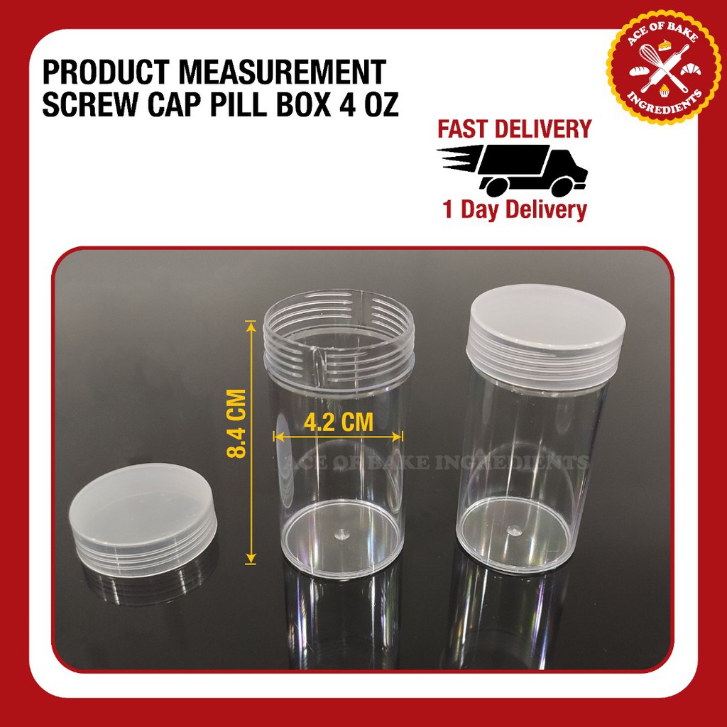 4oz Empty Pill Box with White/Transparent Screw cap | Empty plastic Wh ...
