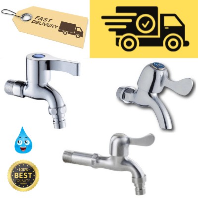 Ready Stock /Stainless Steel Bib Water Tap /Bathroom Sink Faucet Wall ...