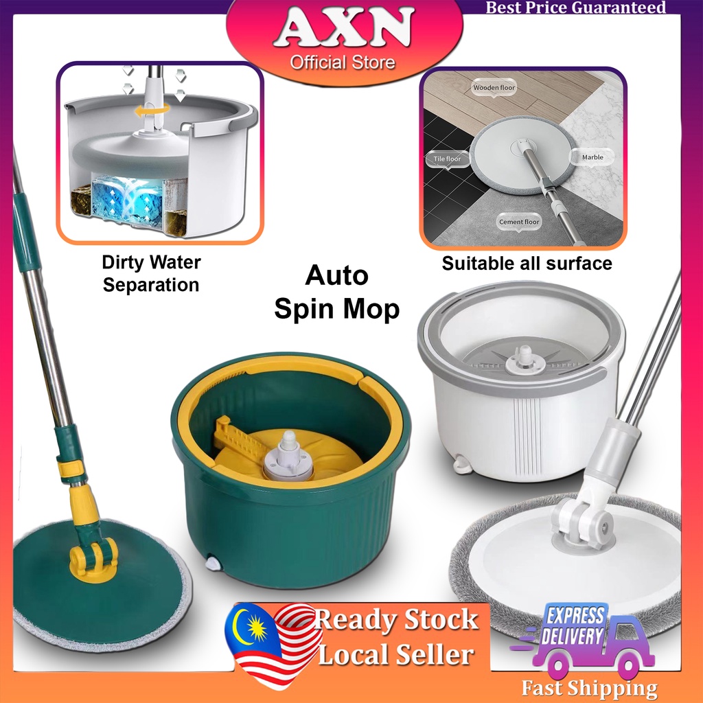 Spin Mop Flat Mop Round Head Floor Mop Quick Dry Mop Microfiber Cloth ...
