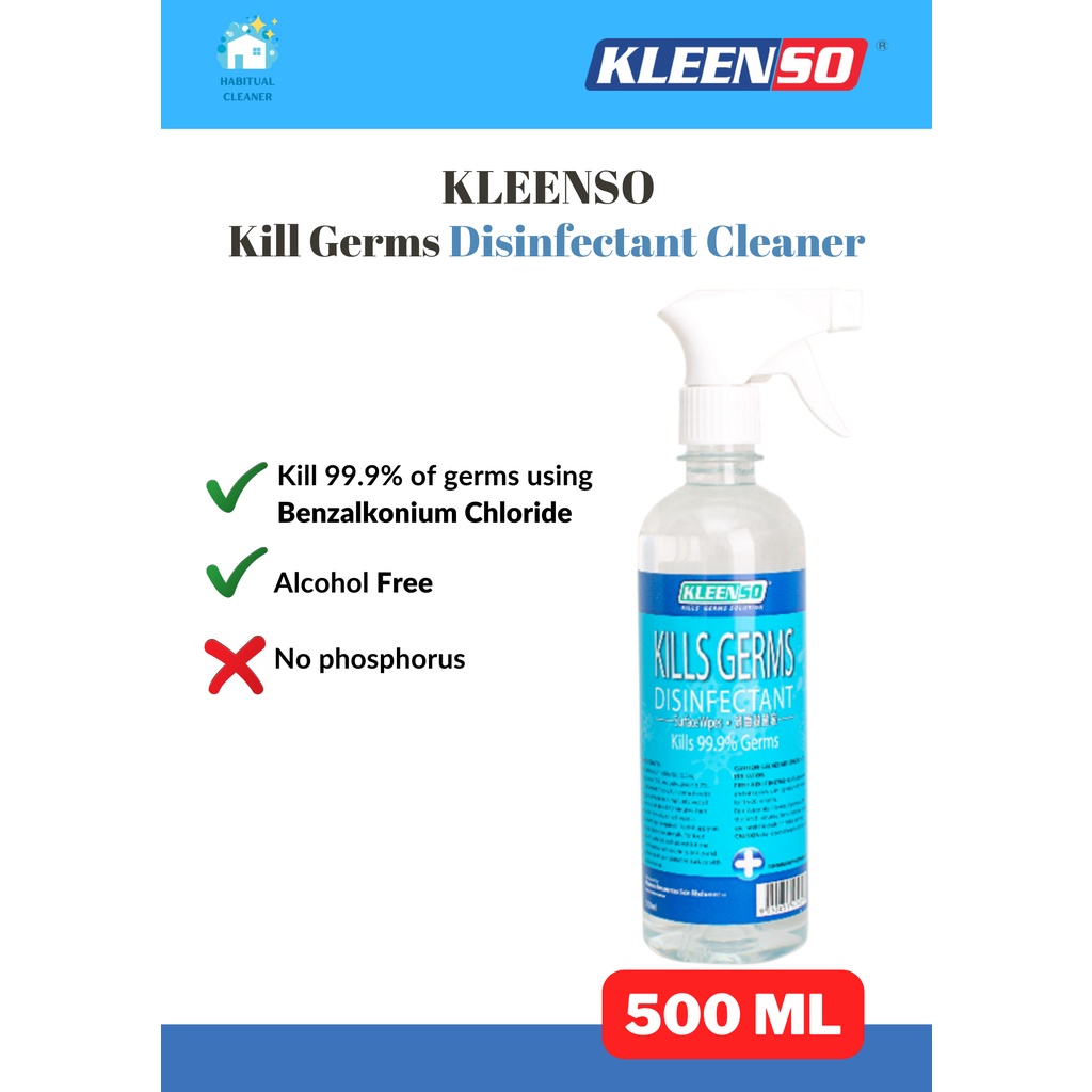 Kleenso Disinfectant Cleaner 500mL (Benzalkonium Chloride) | Shopee ...