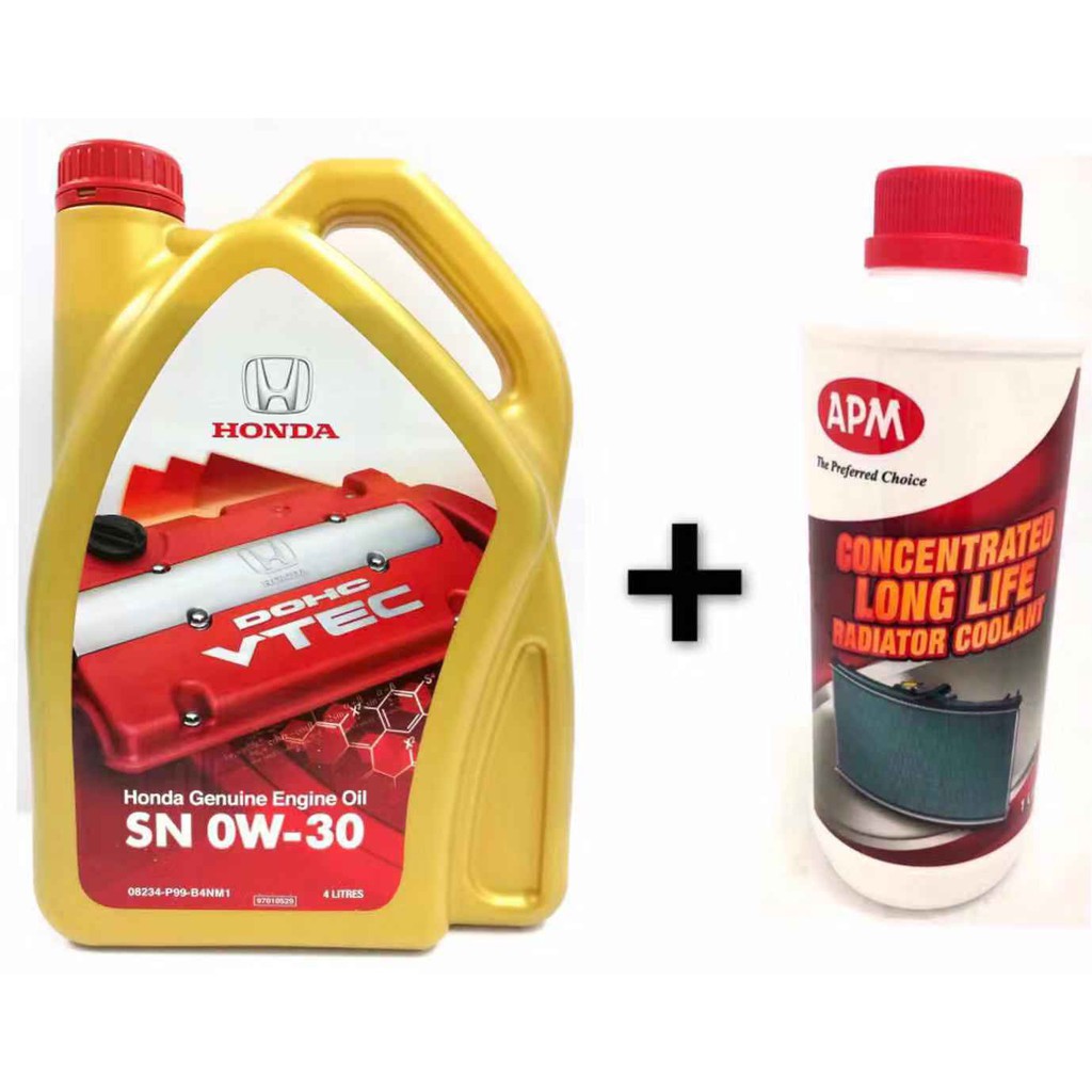 Honda SN 0W30 4L Fully Synthetic Engine Oil + APM COOLANT (1L) | Shopee ...