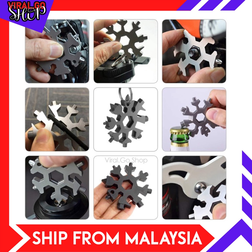 19 in 1 Snowflake Snow Multi Tool Wrench Universal Spanner with Bottle ...