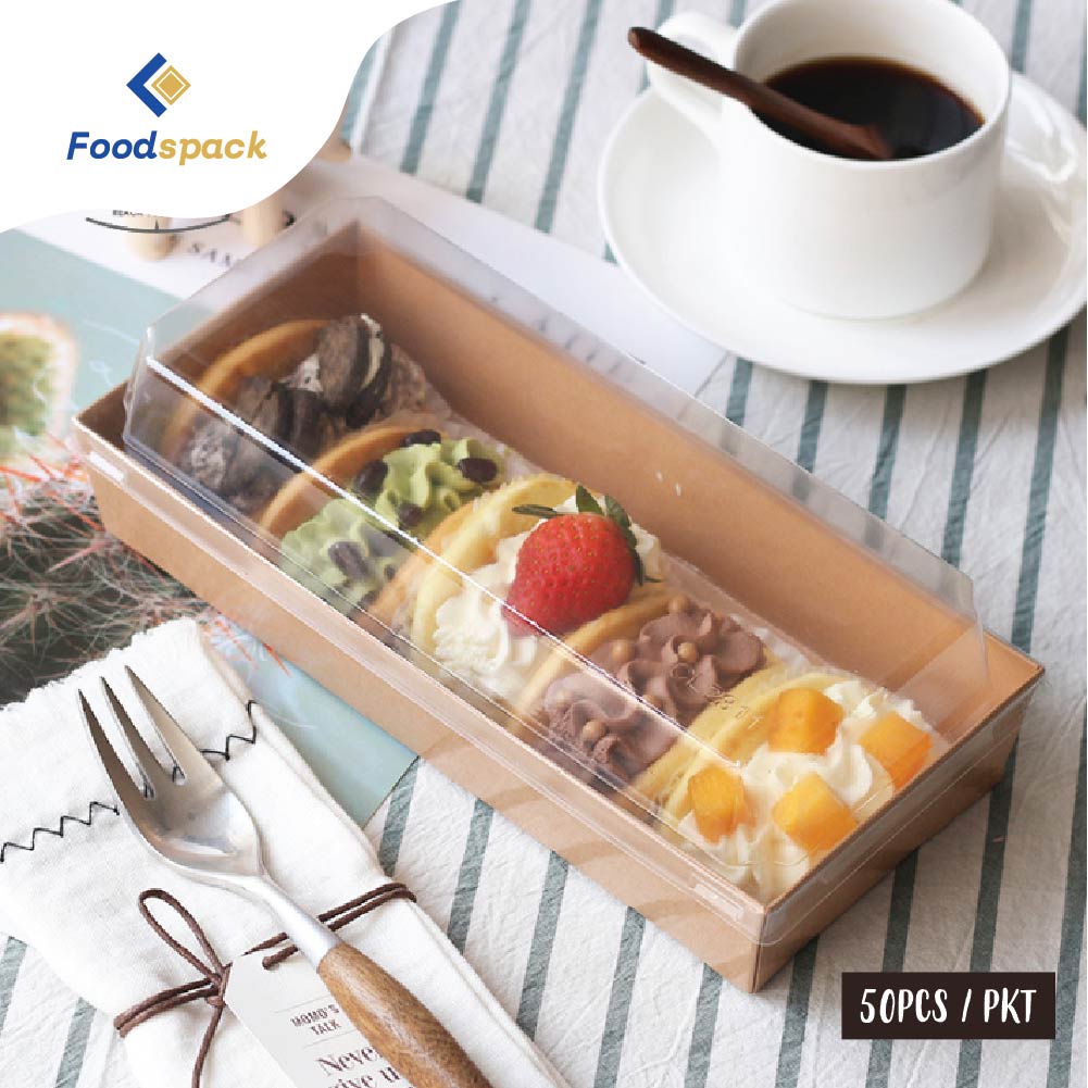 (50pcs) Rectangular Sandwich Box With Clear Lids for Swiss Roll Cake ...