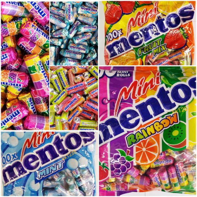 Mini Mentos Roll Chewy Candy 100pcs Mint / Fruit Mix / Rainbow | Shopee ...