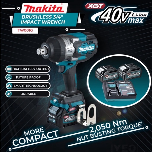 MAKITA TW001GZ/ TW001GD201/ TW001GM201 CORDLESS IMPACT WRENCH (3/4 ...
