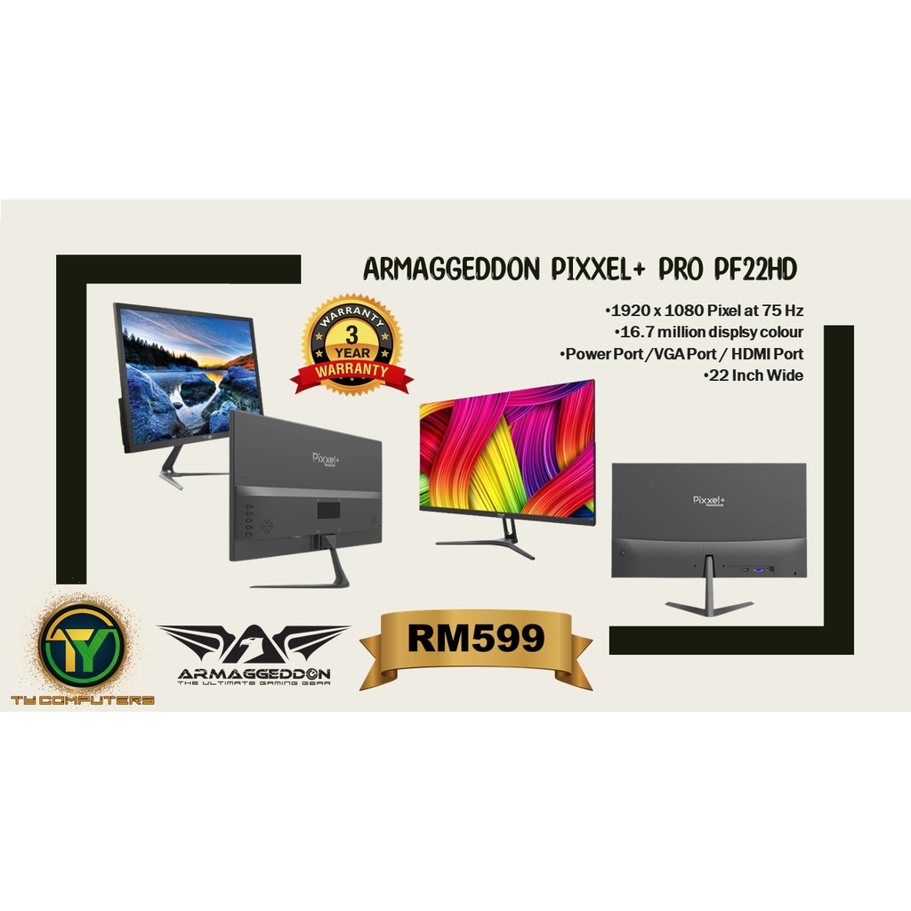 BRAND NEW ARMAGGEDDON PIXXEL+ PRO PF22HD MONITOR | Shopee Malaysia