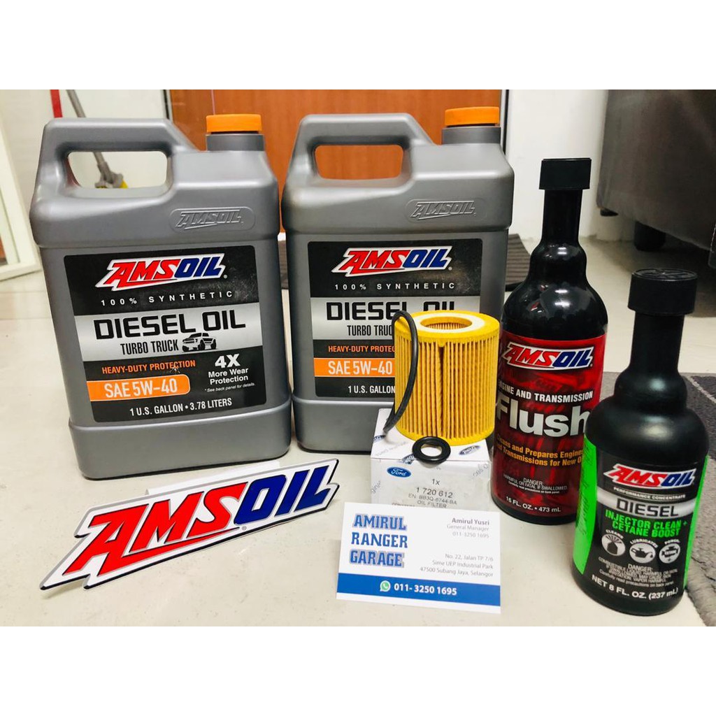 AMSOIL DIESEL OIL 5W40 FULLY SYNTHETIC [SERVICE SET] (Engine oil + Oil ...