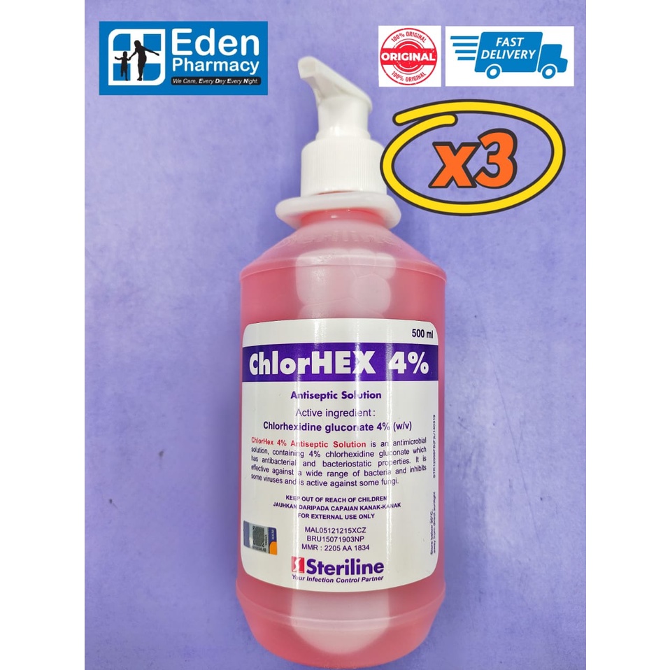 Steriline Chlorhex 4% Antiseptic Solution ( 500ml x 3 bottles ...