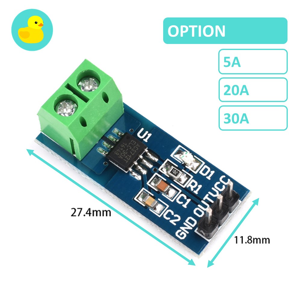 ACS712 Hall Current Sensing Sensor Module 5A 20A 30A | Shopee Malaysia