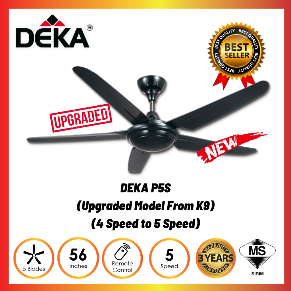 Deka k9 / 4 speed p5s new model 5 speed ceiling fan 56” with remote ...