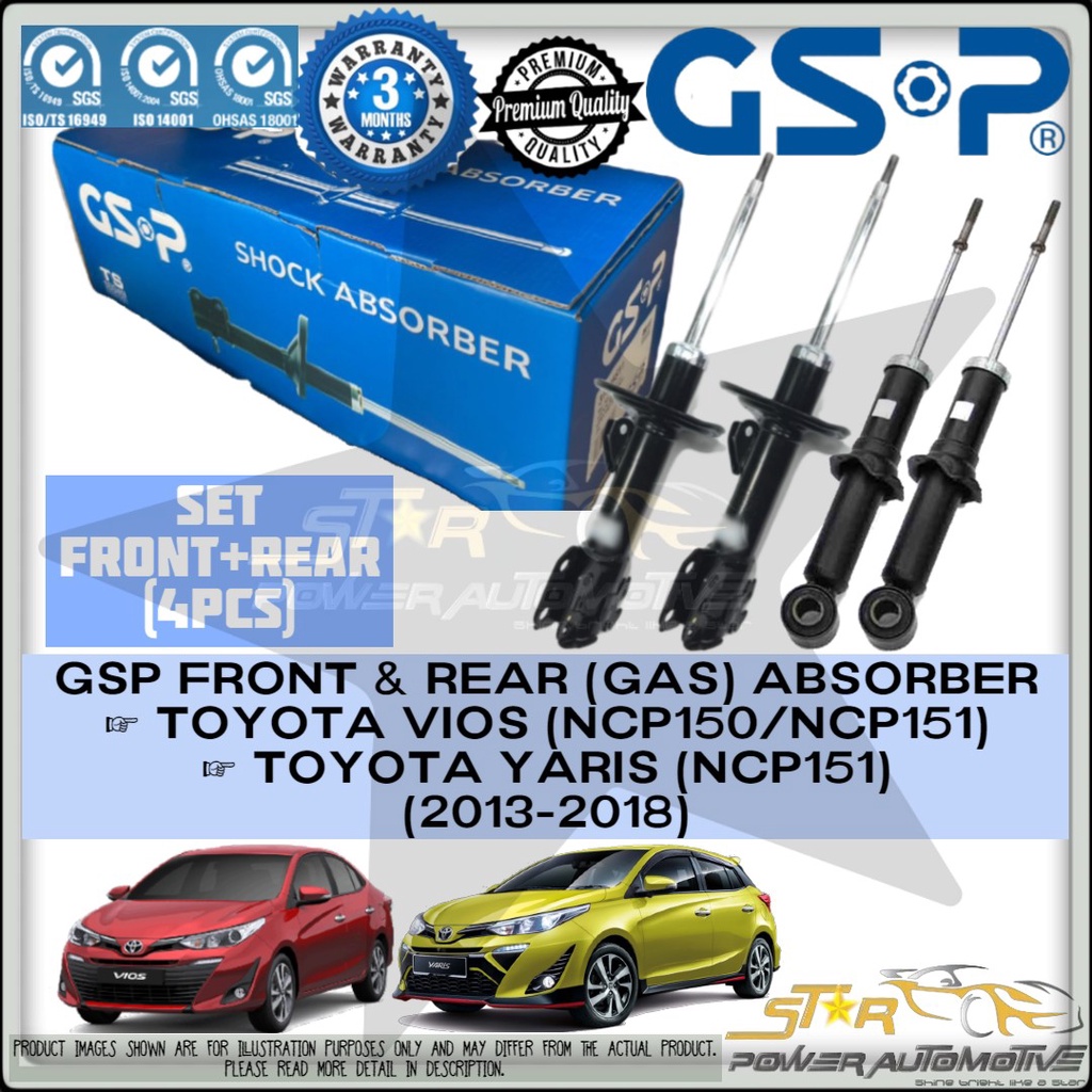 GSP Toyota Vios NCP150 NCP151 / Yaris NCP151 (2013-2018) Gas Shock Strut Absorber ( FRONT 2PCS ...