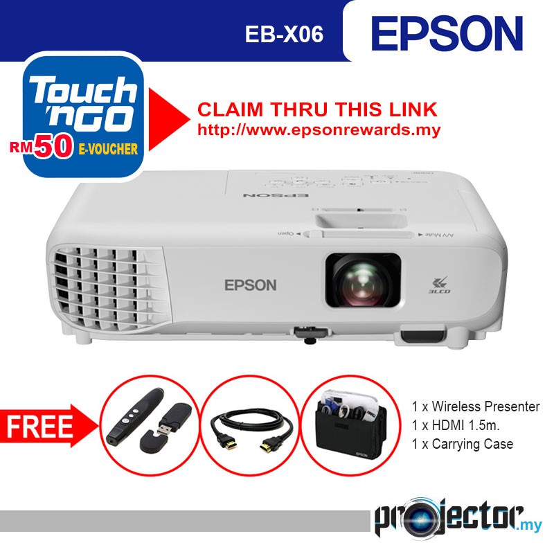 Epson EB-X06 XGA 3600 Lumens 3LCD Business Multimedia Projector ...