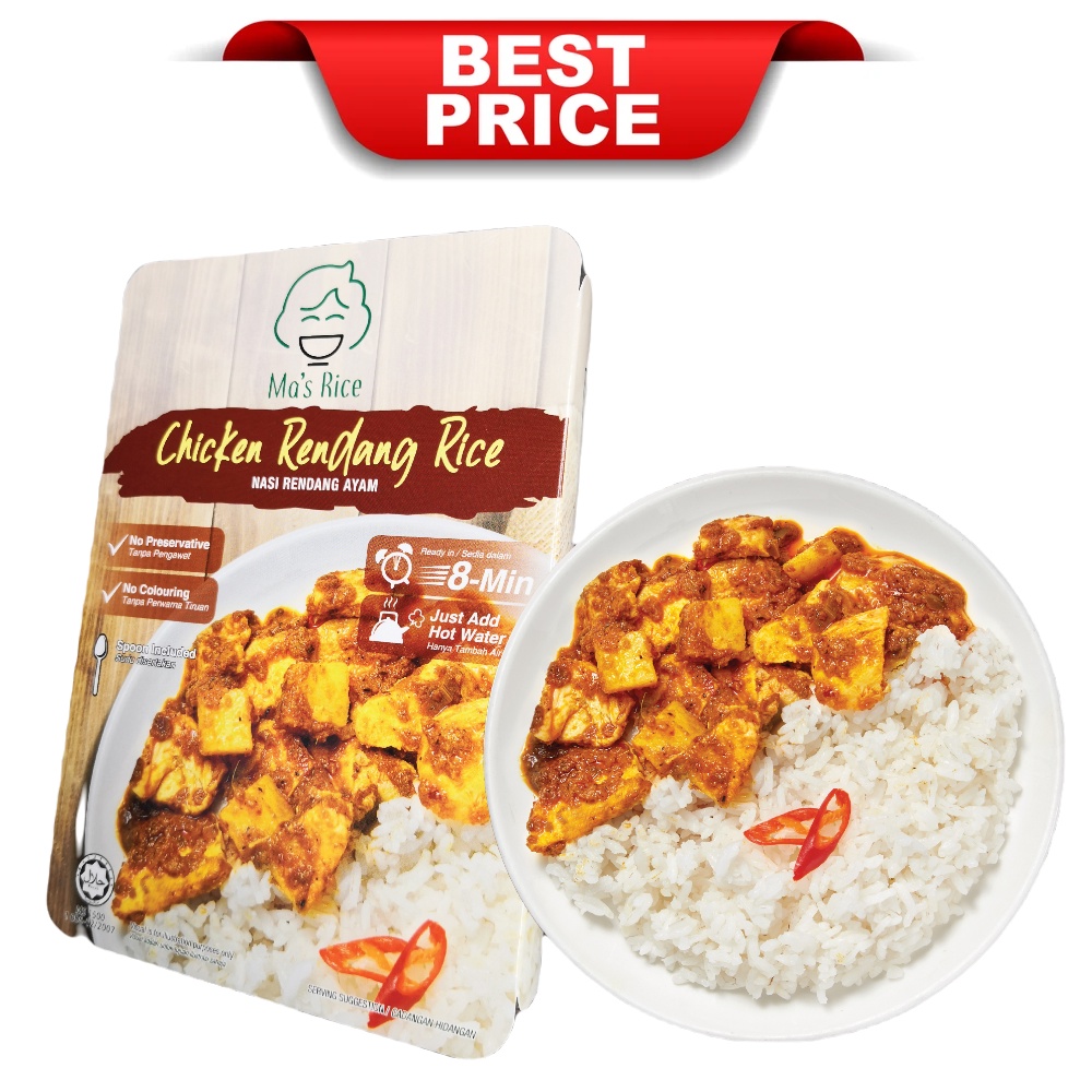 Ma's Rice Nasi Rendang Ayam 145g - Nasi Segera Air Panas Halal (Nasi ...