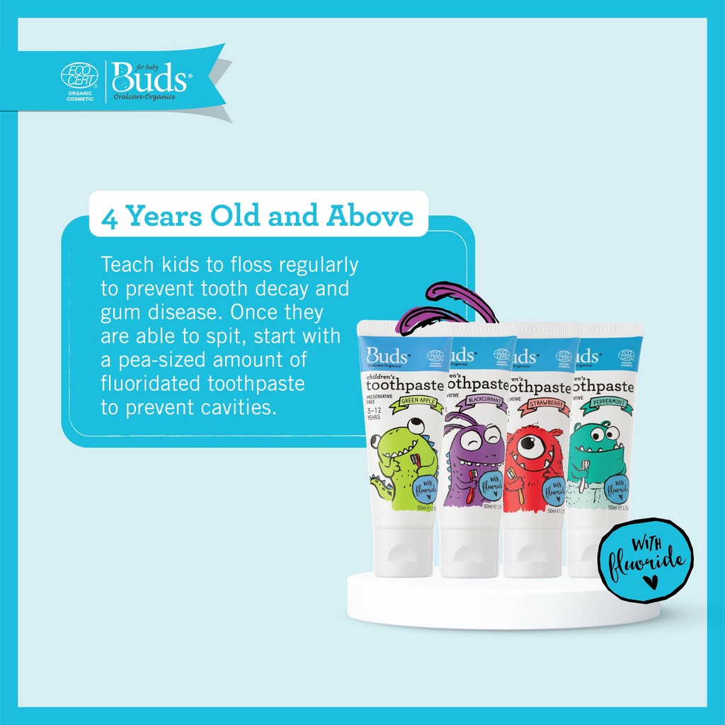 BOO Children's Toothpaste with Fluoride - Peppermint (50ml) | Shopee ...