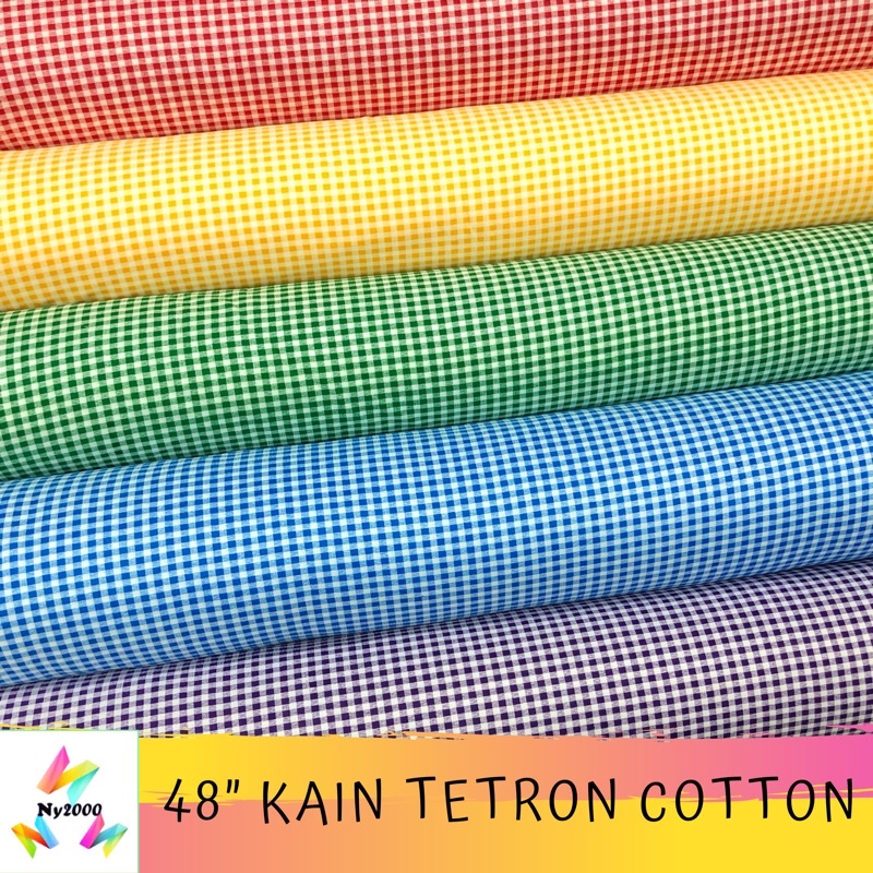 Kain Tetron Cotton TC (Polyester) Corak 3.5mm Petak Kecil (Bidang 48 ...