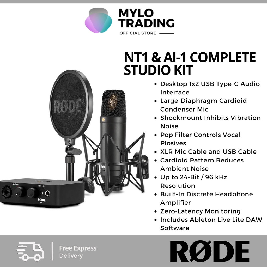 Rode Complete Studio Kit with NT1 Microphone and AI-1 Audio Interface ...