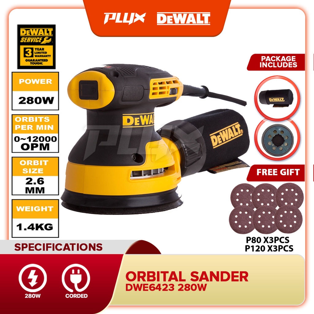 DEWALT DWE6423-B1 280W 5 / 125mm Orbital Sander ( DWE6423 ) | Shopee ...