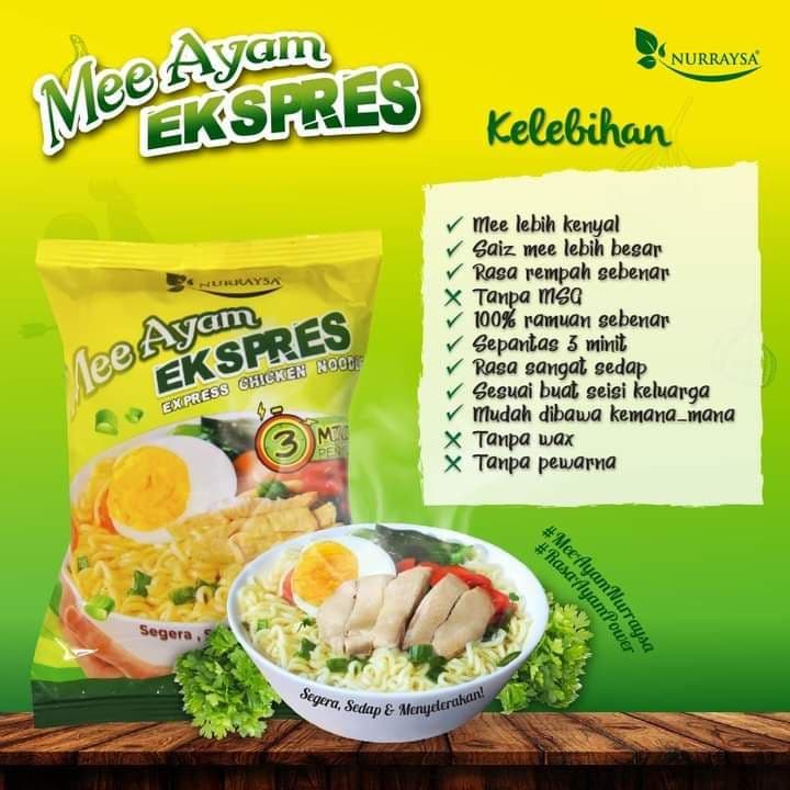 Nurraysa Mee Ekspres Segera Tanpa Wax Perisa Kari Ayam Tomyam Chicken ...