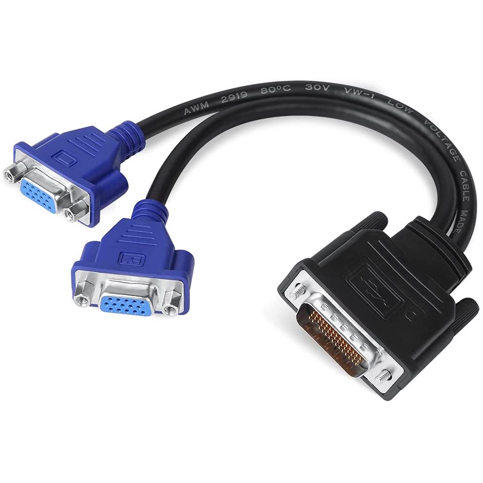 DMS-59 Pin Male to 2 VGA 15 Pin Female Splitter Adapter Cable Dual ...