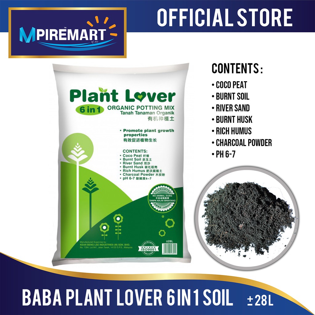 Baba Plant Lover 6 in 1 Organic Soil Potting Mix 28L - Tanah Organik ...