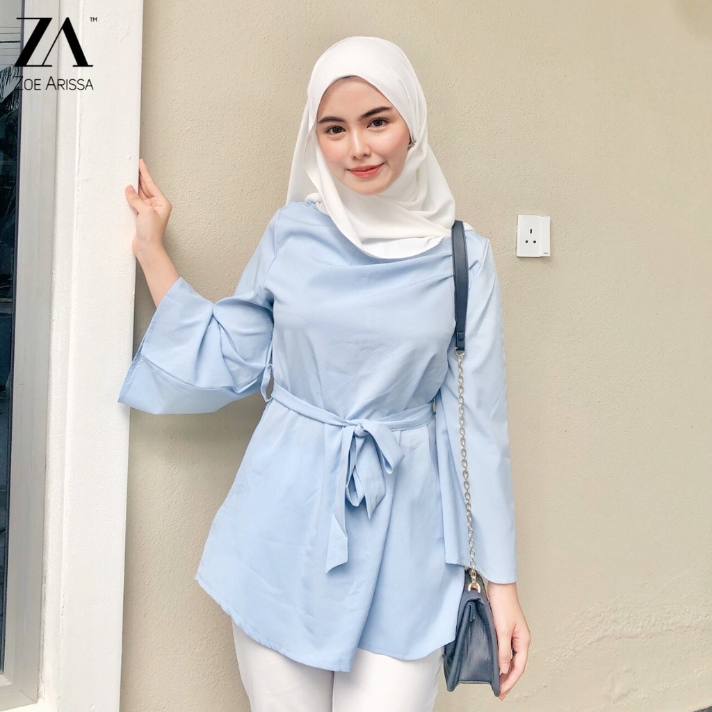 BAJU BLOUSE MUSLIMAH MURAH Ironless WOMEN AZ Kavya Plain Blouse Fashion ...