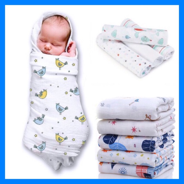 Newborn Baby Muslin Swaddle Soft Blanket Kain Bedung Kain Selimut ...
