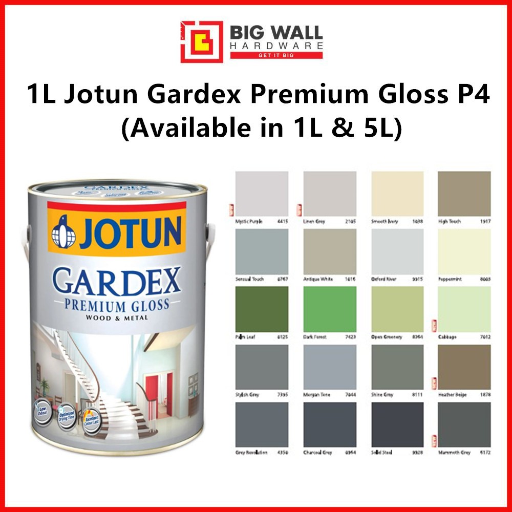 1L Jotun Gardex Premium Gloss P4 (Available in 1L & 5L) Big Wall Hardware | Shopee Malaysia