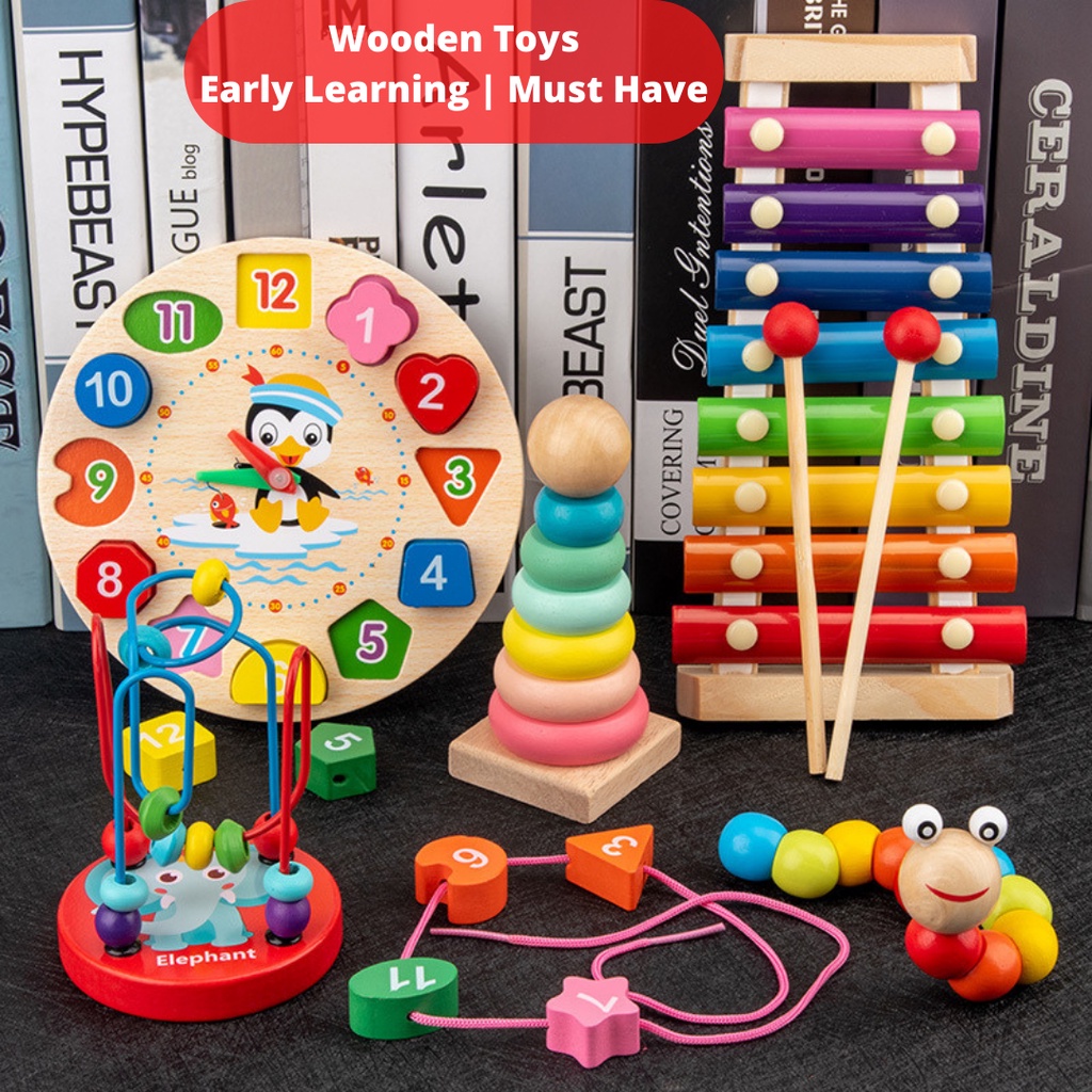 Wooden Toys Kids Early Learning Toy Montessori toy Building Blocks ...