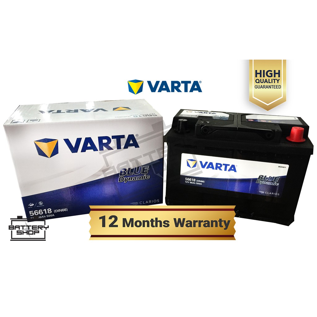 VARTA DIN66 (56618) Blue Dynamic Car Battery for Ford Ranger, Volkswagen Passat CC, Proton X70 ...