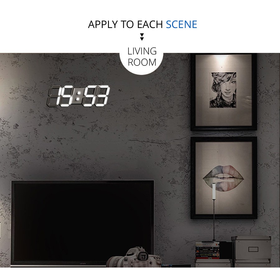 Jam Dinding Digital Moden LED / 3D LED Wall Clock Modern Digital Table ...
