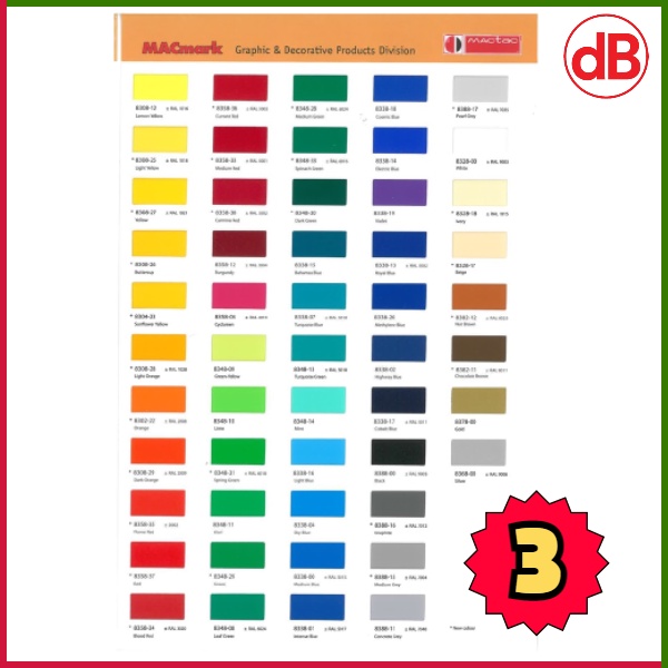 (Ready Stock 3) Mactac Sticker 8300 Colour Vinyl Series ( 1ft run = 1ft ...