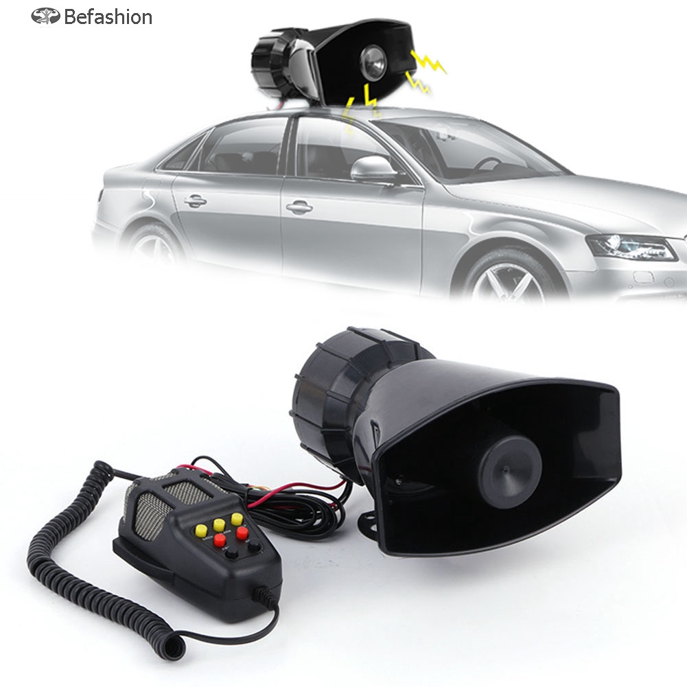 Car alarm horn 12v 100w 7 siren sounds car siren vehicle horn mic pa ...