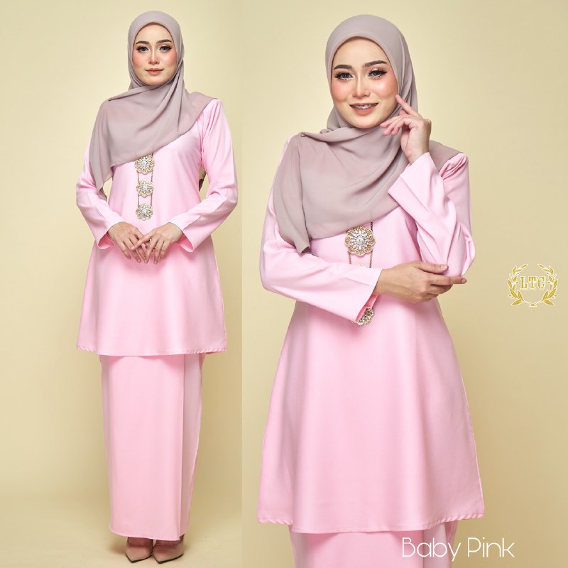 (S - 5XL) kurung riau plain plus size baju nikah tunang bridesmaid ...