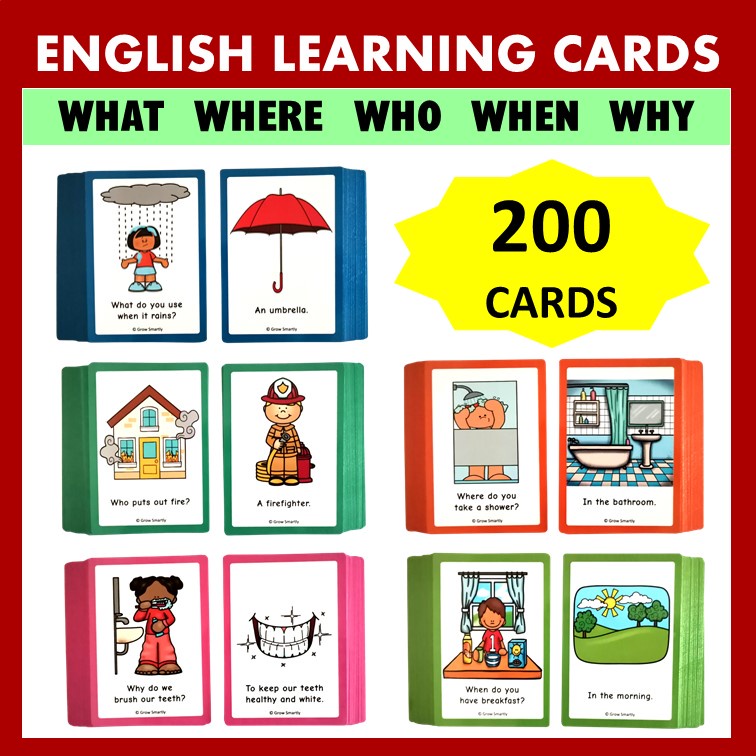 WH Questions Educational Cards English Flash Card | Shopee Malaysia