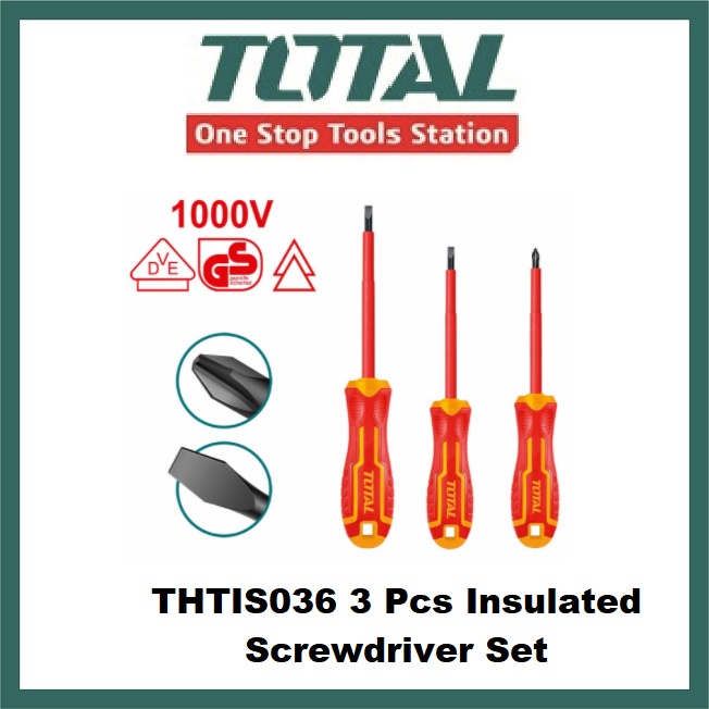 TOTAL THTIS036 3pcs Insulated Screw Driver Set | Shopee Malaysia
