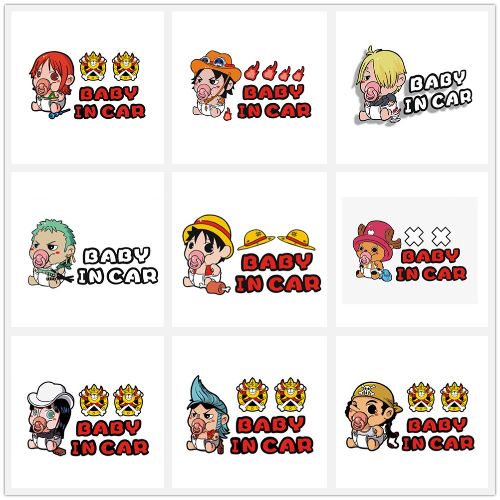 Car Stickers ONE PIECE Luffy Chopper Zoro Ace Nami Usopp Sanji Robin ...